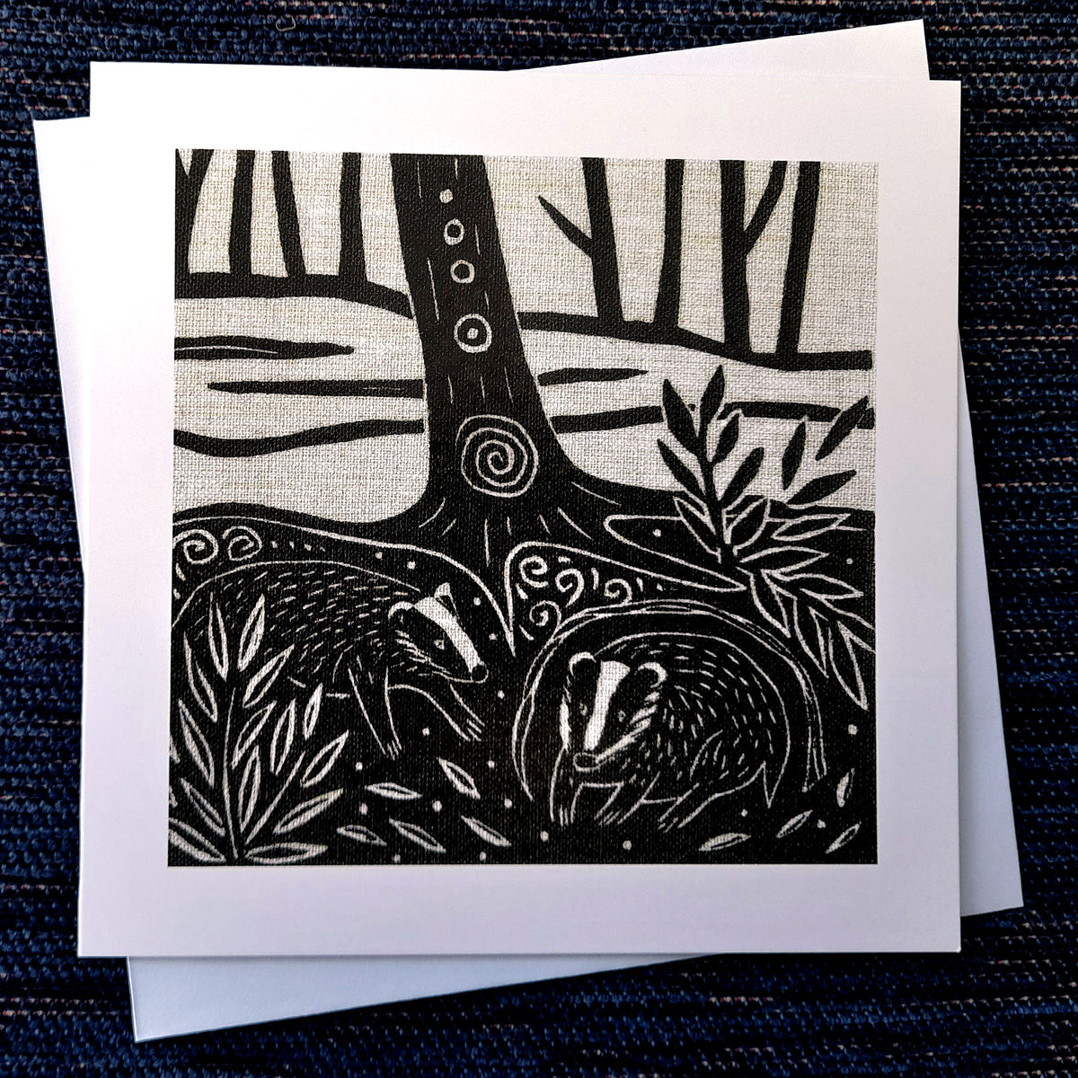 Badgers Wood ~ greetings card – gailkellyprintmaker